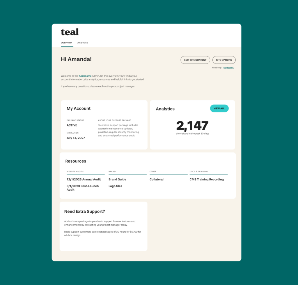Custom Website Dashboards for Real-Time Data | Teal Media